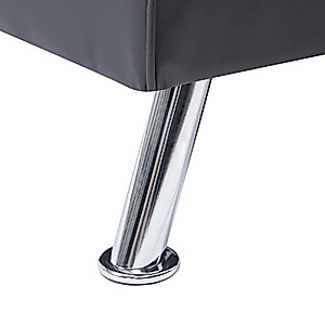 ERYE Upholstered Futon Sofa Sitting Space Loveseat Convertible Sleeper Couch Bed for Apartment Office Home Gym Living Room Furniture Sets Sofabed, Black PU Leather Tufted Cupholders Metal Legs