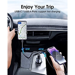 BYEASY USB Car Charger, 67W Dual Port Fast Type C Charging Adapter, PD3.0 QC4.0 Power Output Charger, Car Cigarette Lighter Plug for MacBook, Laptop, iPhone 14/13, Samsung S22/S21, iPad Pro More
