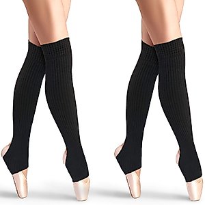 SATINIOR 2 Pairs Stirrup Leg Warmers Straight Over the Knee Socks 21.65 Inch Ballet Dance Socks Yoga Latin Boot Cuffs Socks for Women
