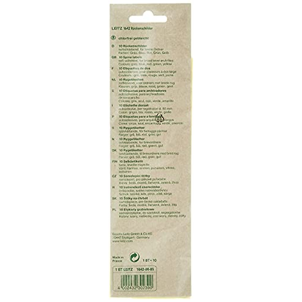 Leitz Self Adhesive Replacement Spine Labels for Standard 80 mm Lever Arch Files, Wide and Short, 61 x 192 mm, Paper, 16420085 - Grey, Pack of 10