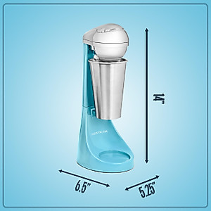 Nostalgia Two-Speed Electric Milkshake Maker and Drink Mixer, Includes 16-Ounce Stainless Steel Mixing Cup & Rod, Blue