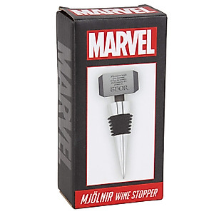 Marvel Avengers Thor Mjolnir Hammer Wine Bottle Stopper - Heavy Duty Metal Stopper Fits Any Bottle - Gift for Adults, Dad, Fathers Day - Officially Licensed