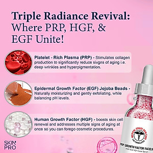 Skin Pro Skin Care Epidermal Serum for Face - PRP Facelift - IGF, EGF Serum - Serum for Face, Face Care, HGF Serum, Platelet-Rich Plasma Deep Anti-Wrinkle Serum with Jojoba Beads