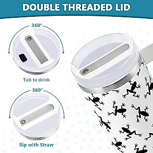 Blueangle 40 oz Frog Silhouette Tumbler with Handle and Straw Lid, Insulated Cup Reusable Stainless Steel Water Bottle Travel Mug