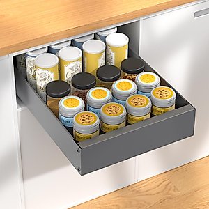 Laloton Pull Out Cabinet Organizer, Cabinet Pull Out Shelves 11.8" W x 16.9" D, Pull Out Drawers for Cabinets, Heavy Slide Drawers Fixed with Adhesive Nano Film Fixed, for Kitchen, Bathroom (Grey)