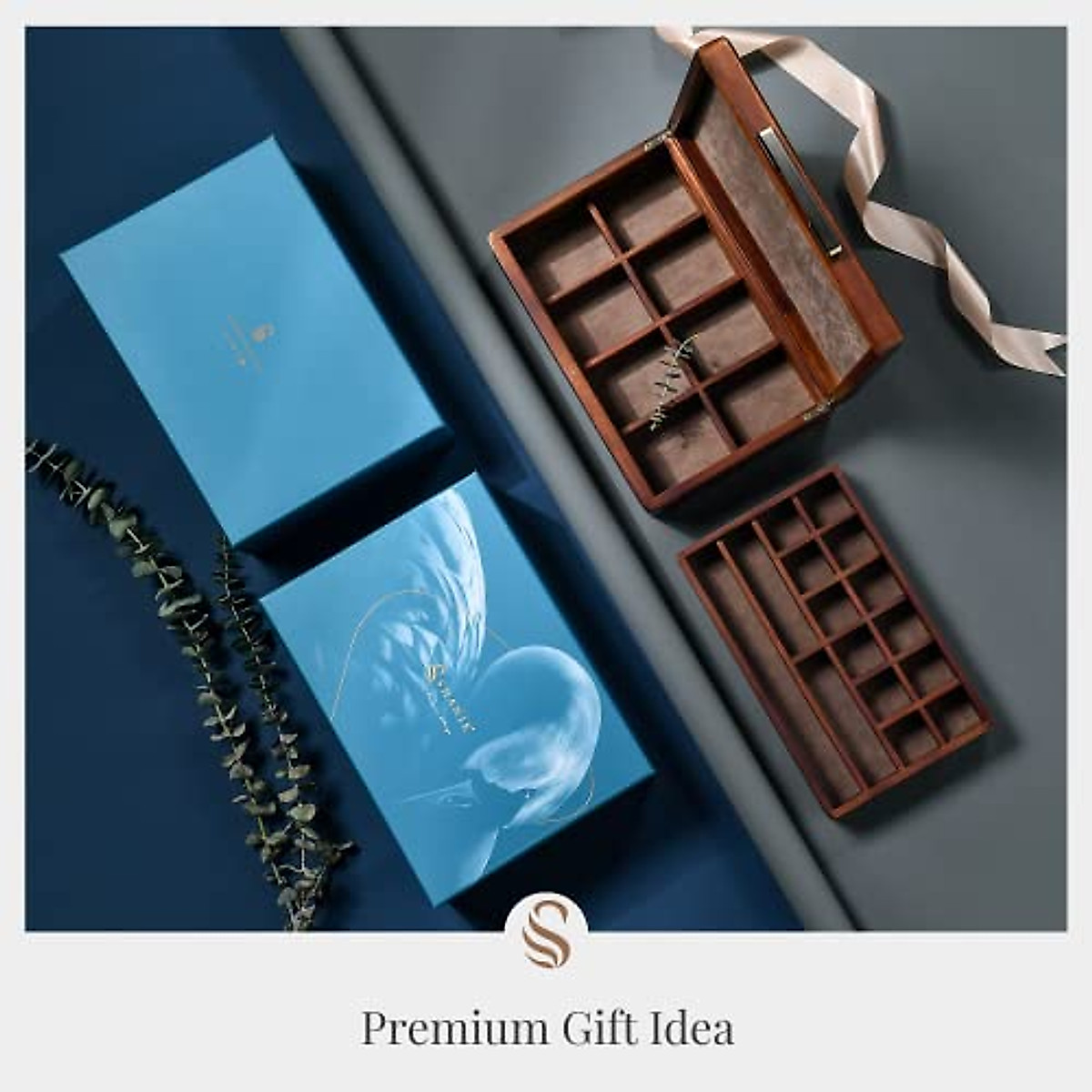 Shanik Wooden Jewelry Box - Jewelry Holder with Removable Divider -Large Jewelry Organizer Case for Necklace, Earrings, Rings & Bracelets - For Men & Women-Without Engraving