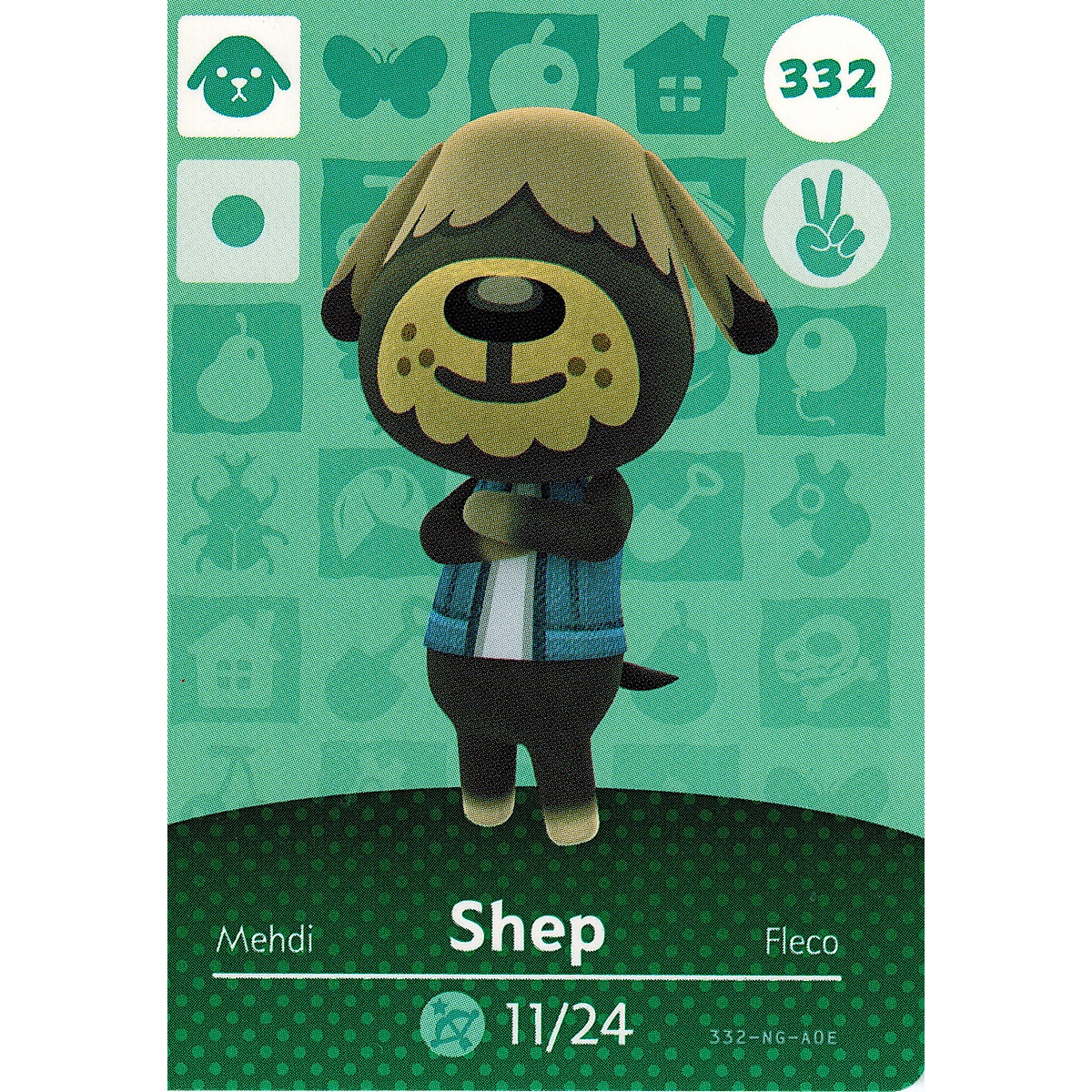 Nintendo Animal Crossing Happy Home Designer Amiibo Card Shep 332/400 USA Version