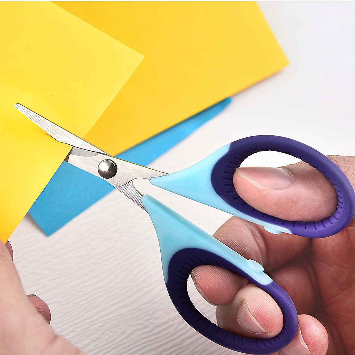 Craft Scissors Set of 4 Pack , All Purpose Sharp Blade Shears Rubber Soft Grip Handle, Multipurpose Fabric Scissors Tool Great for Adults, Office, Sewing, School and Home Supplies, Blue