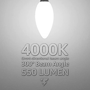 TORCHSTAR Dimmable E12 LED Candelabra Bulb, UL Listed, 60W Equivalent Chandelier Light Bulbs, 550LM, LED Filament Candle Bulb C11, Frosted Glass Ceiling Fan Light Bulbs, 4000K Cool White, Pack of 6
