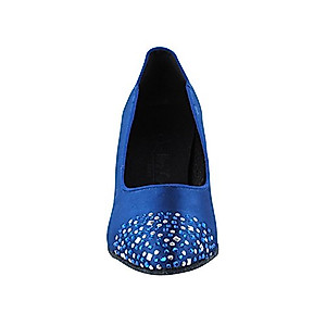 Very Fine Dancesport Shoes - Women Rhinestone Waltz, Tango, Ballroom Dance Shoes - SERA5501-2.5 inch Heel Close Toe (Blue Satin, Size 6)
