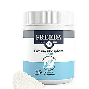 Freeda Calcium Phosphate Powder - Kosher Calcium Supplement for Men & Women, Animal Bone Health & Joint Support for Dogs & Cats - Calcium and Phosphorus Supplement - Calcium Without Vitamin D, 16oz
