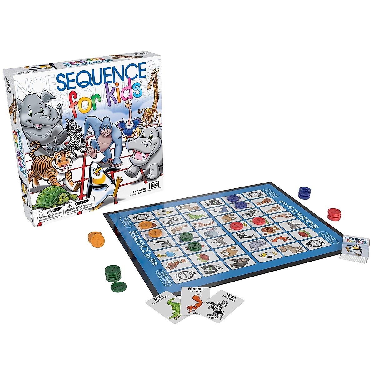 SEQUENCE for Kids -- The 'No Reading Required' Strategy Game by Jax and Goliath, Multi Color, 11 inches (2-4 players) (Packaging May Vary)