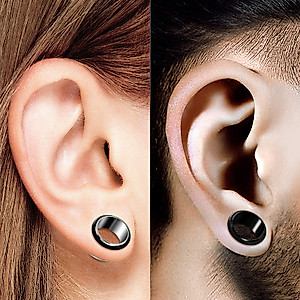 BIG GAUGES 2 Pairs 316L Surgical Steel Black 2g Gauge 6mm Single Flared Piercing Jewelry Stretcher Ear Ring Lobe Tunnel Plug BG0616