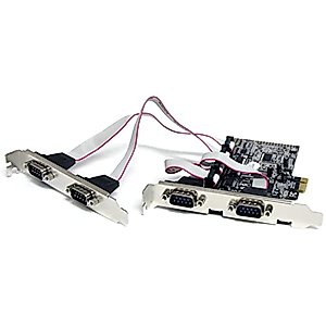 StarTech.com 4 Port Native PCI Express RS232 Serial Adapter Card with 16550 UART - Low Profile Serial Card (PEX4S553), Green