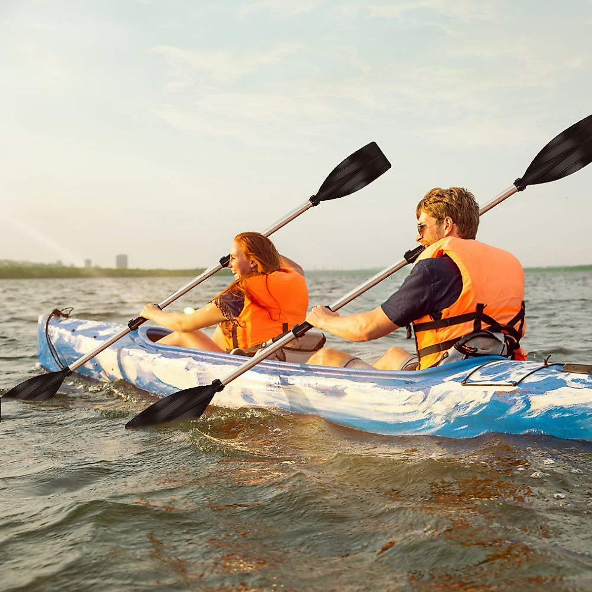 Greensen 49.6 Inches Kayak Paddles, 2Pcs Kayaking Oars for Boating Aluminium Alloy Shaft Kayak Paddles Detachable Boat Oars Set for Kayaking Boating Lightweight Ribbed Blade Kayak Paddles,