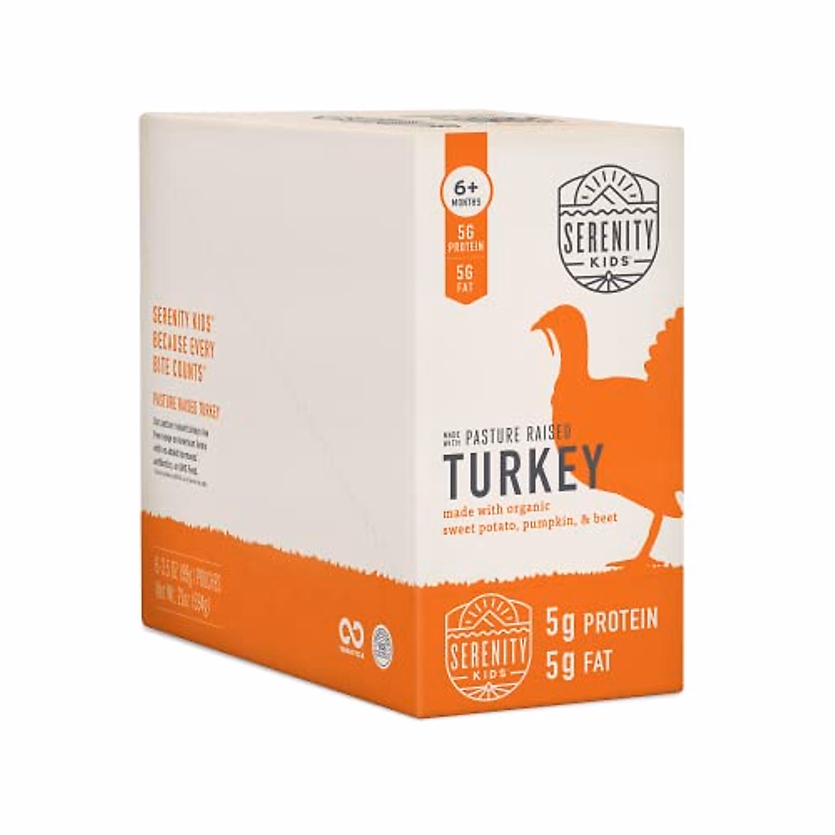 Serenity Kids 6+ Months Baby Food Pouches Puree Made With Ethically Sourced Meats & Organic Veggies | 3.5 Ounce BPA-Free Pouch | Pasture Raised Turkey, Sweet Potato, Pumpkin, Beet | 6 Count