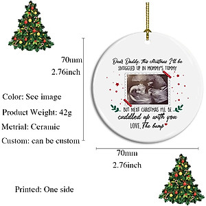 Personalized 2024 Baby's First Christmas Ceramic Ornament, Ultrasound Dear Daddy Pregnancy Announcement, Keepsake Gift for Newborn Baby Girl, Baby Boy, New Parents Gift Christmas Decoration
