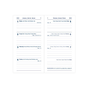 Letts Woodland Medium Pocket week to view 2024 diary - navy