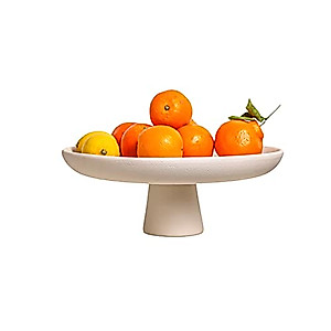 Large Off-White Ceramic Pedestal Decorative Bowl for kitchen decor. Style as a fruit bowl or as a showpiece for on your styled coffee table.