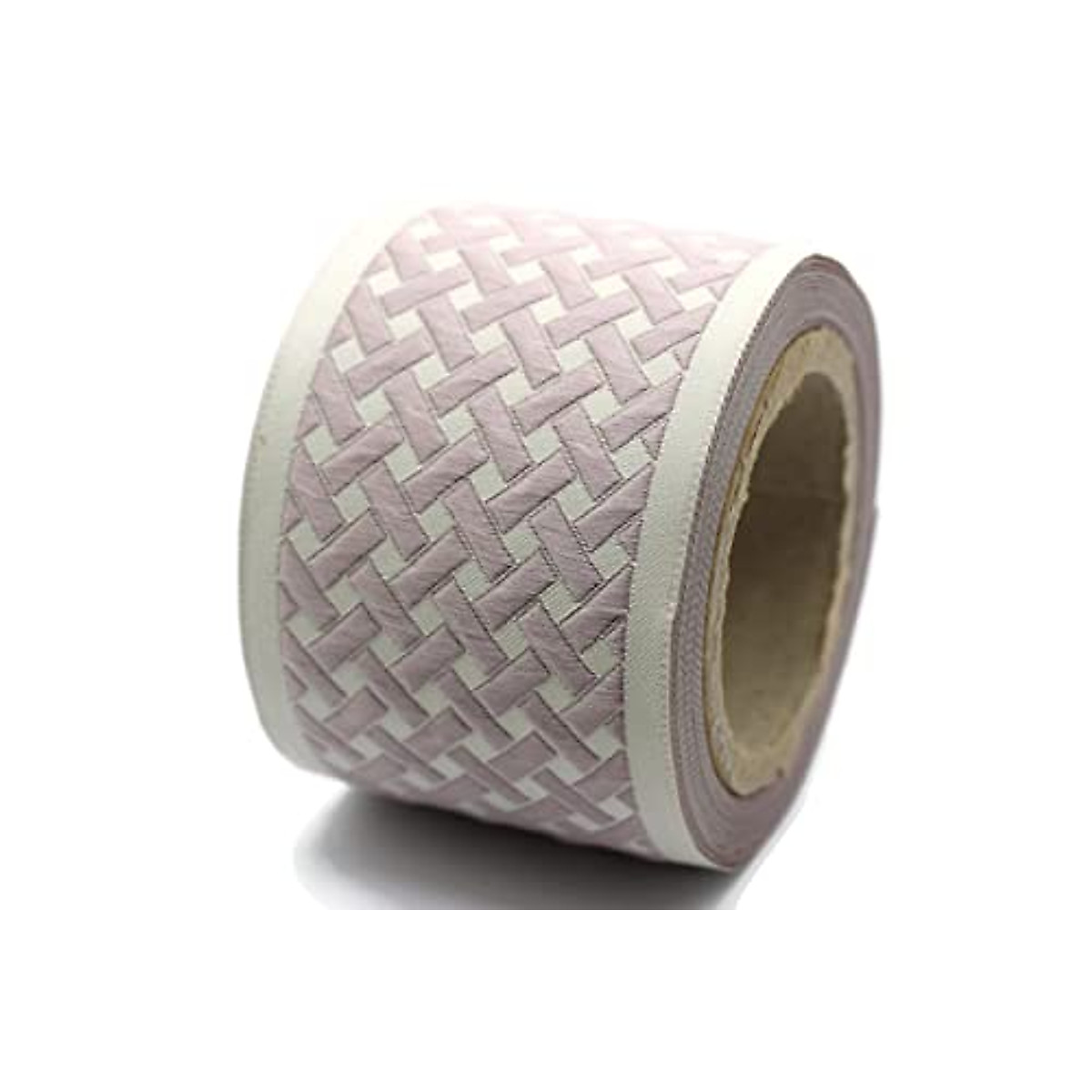 3.8 Yards Spool 2.7" Light Magenta & Beige Knot Embroidered Drapery Trim Jacquard Ribbon for Your Drapes Curtains Drapery Banding Trim Tape V2 179