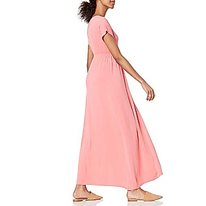 Amazon Essentials Women's Waisted Maxi Dress (Available in Plus Size), Peach, X-Large