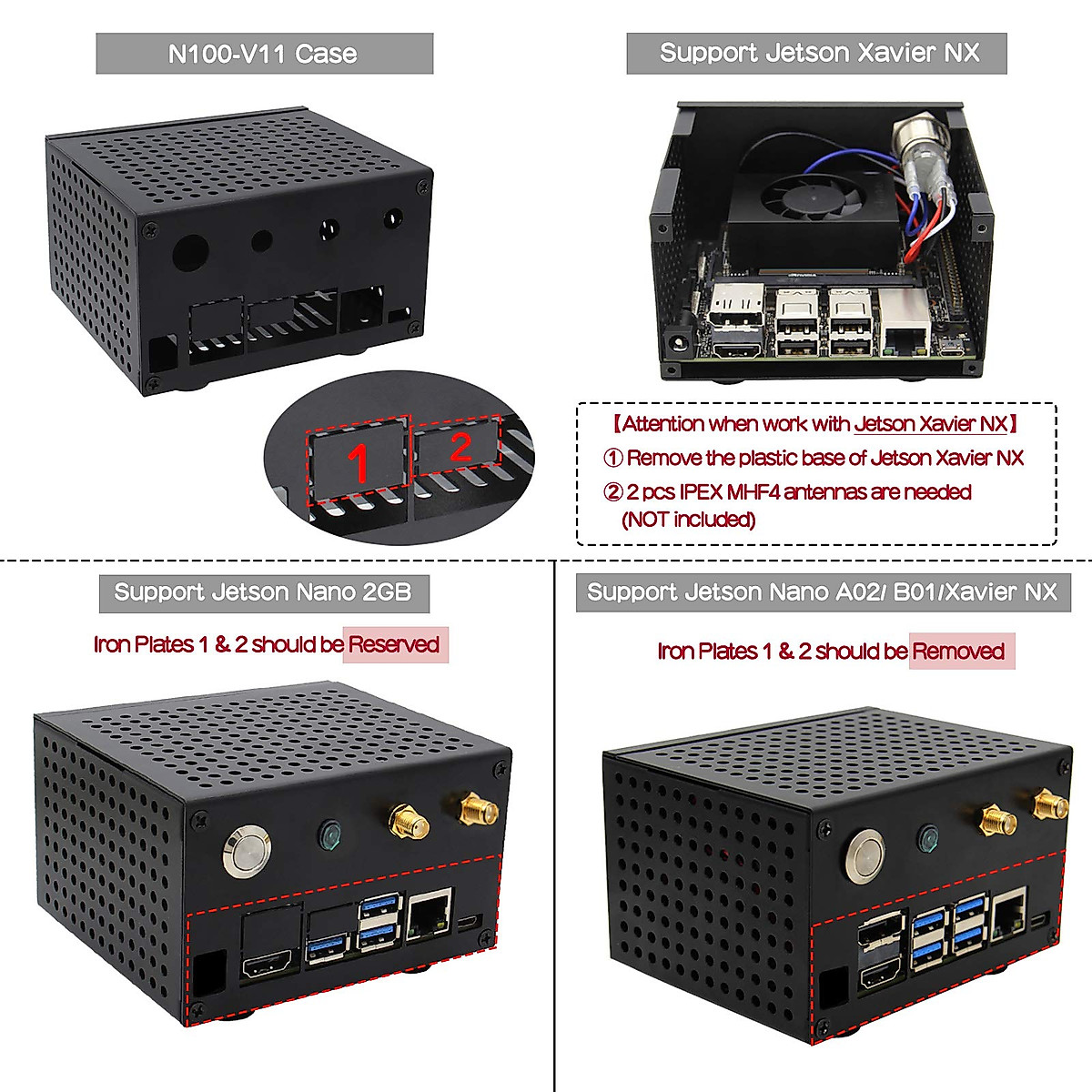 Geekworm N100 Metal Case/Enclosure with Power & Reset Control Switch for Jetson Nano A02/B01/2GB/4GB / Jetson Xavier NX
