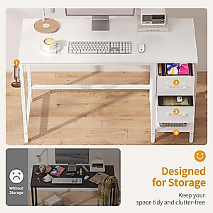 CubiCubi Computer Desk with 2 Drawers, 40 Inch Small Home Office Desk Study Writing Table, White