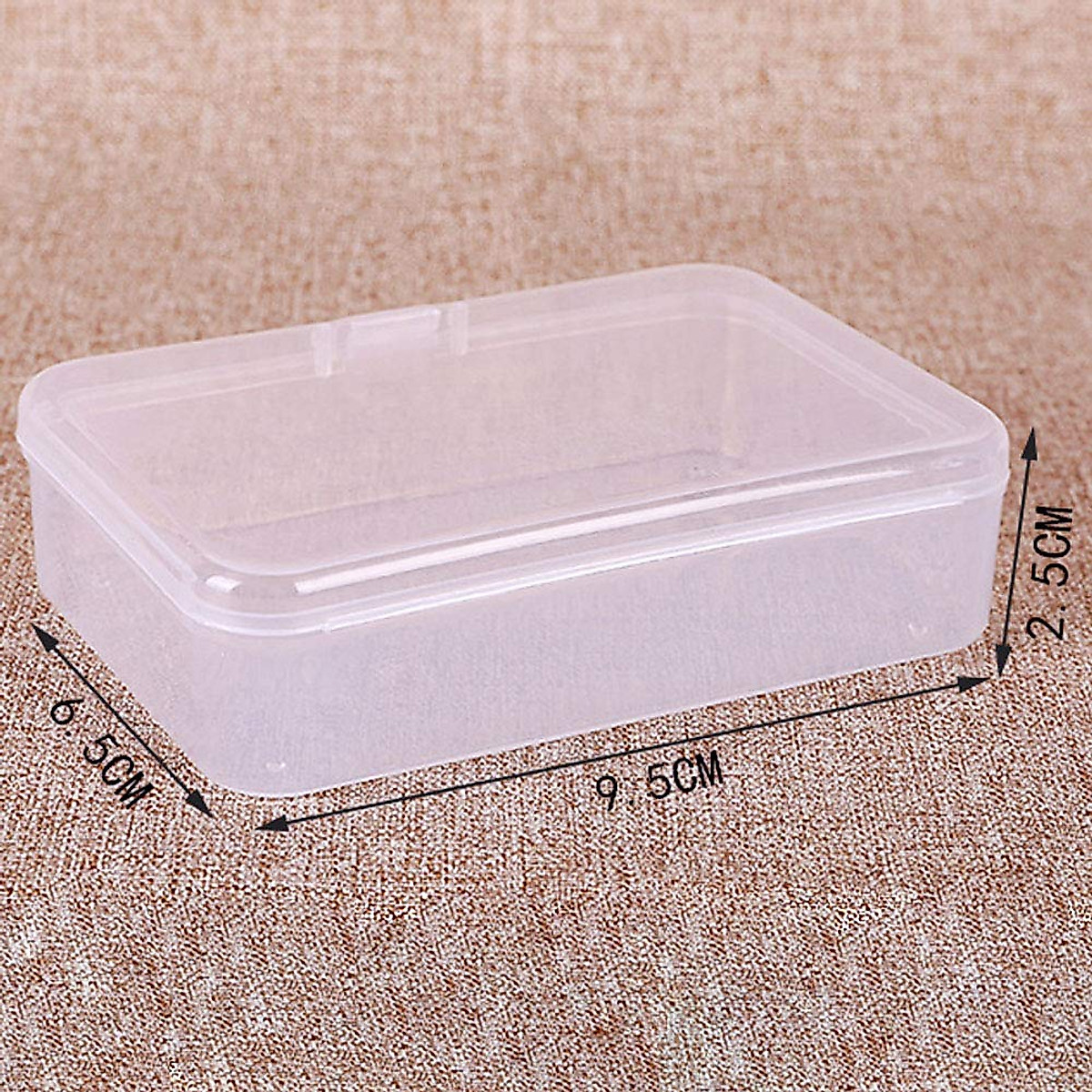 6 Pcs Clear Plastic Storage Containers Small Rectangle Bead Storage Box Case with Hinged Lid for ID Card, Business Card, Jewelry, Pills, and Other Small Items