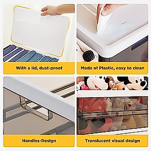 Homde Wardrobe Clothes Organizer for Jeans, 3 Pack Stackable Foldable Closet Drawer Organizer Storage Box Bin for Sweater, Bra, Underwear, T-shirts, Socks, with Cover and Handle, Plastic