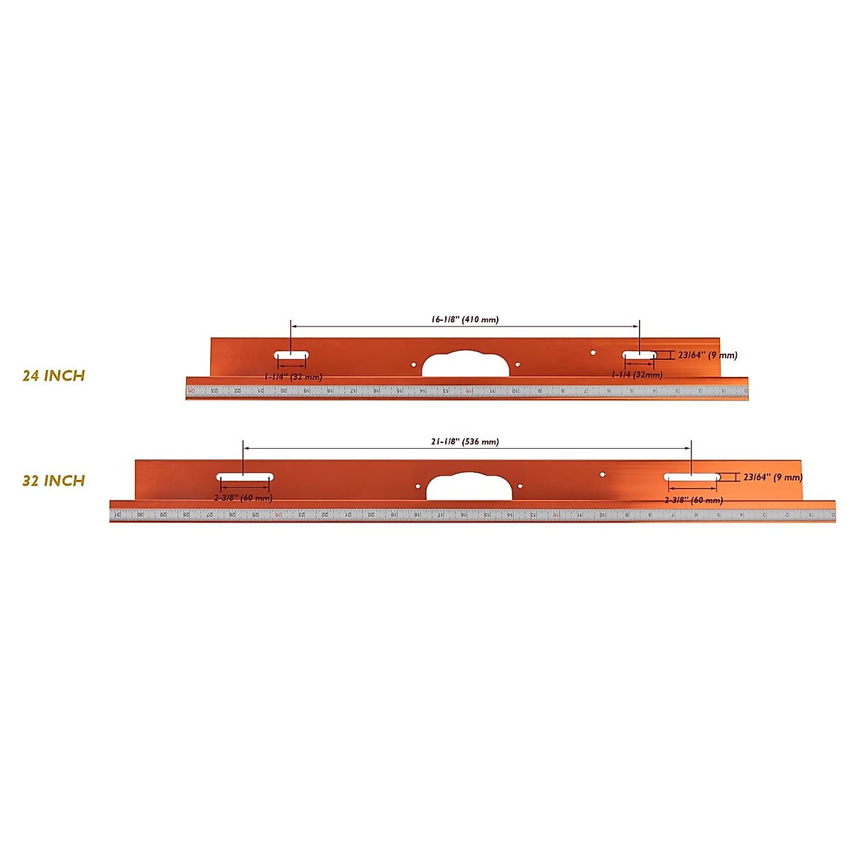 O'SKOOL 24 Inches Long Router Table Fence System with Feather Board, Bit Guard, Adjustable Stop and Dust Port