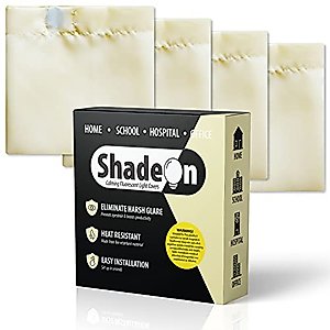 ShadeOn Calming Fluorescent Light Covers (Set of 4, Calm White) - Magnetic Light Filters for Ceiling Lights Classroom & Office, Fits 2x4 Floresant Light Fixtures, Educational Supplies for Teachers