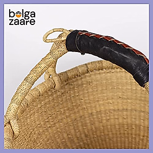 Bolga Zaare Market Basket, Handmade in Ghana by Women Artisans, Natural, LARGE/SMALL COMBO (2 baskets)