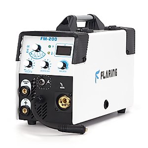 FLARING MIG Welder 200Amp 5 in 1 Gas MIG/Gasless Flux Core MIG/Stick/Lift TIG welding Spool Gun 220V Aluminum Multi Process Welding Machine with Wire Feeding Adjustment Local service
