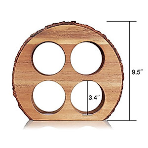 Artaste 48537 Acacia Wood Countertop Wine Rack with Natural Bark, 4-Bottles