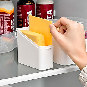 MININAI Sliced Cheese Container for Fridge, 2/4 PCS Cheese Storage Box with Flip Lid Plastic Cheese Keeper Cheese Saver Holder (2pcs)