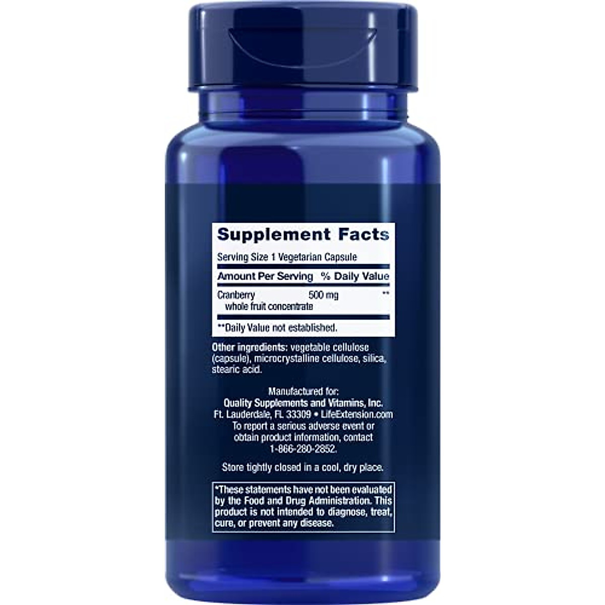 Life Extension Cran-Max 500mg Cranberry Whole Fruit Concentrate Promotes a Healthy Urinary Tract - Powerful Antioxidant - Gluten-Free, Vegetarian, Non-GMO – 60 Vegetarian Capsules