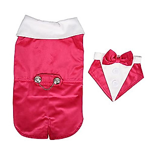 Qinlorgo Pet Formal Clothes, Hook and Closure Rose Red Breathable Hand Wash Soft Dog Suit Costume for Puppy for Party (XS)