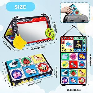 Vasdoo Tummy Time Mirror for Baby, Brain Developmental Montessori Infant Toys with Crinkle Cloth Book and Teether,High Contrast Black and White Sensory Toys for Boys and Girls 0 3 6 12 Months