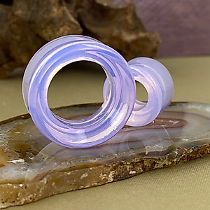 Mystic Metals Body Jewelry Pair of Lavender Opalite Stone Concave Tunnels (STN-752) (7/8" (22mm))