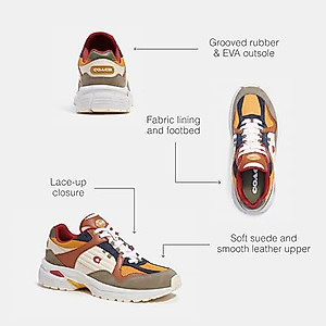 Coach Women's C301 Sneaker, Green/Buttercup, 8