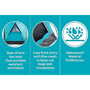 Alvantor Camping Tent Outdoor Warrior Pro Backpacking Light Weight Not Waterproof Family Tent Pop Up Instant Portable Compact Shelter Easy Set Up (PATENT PENDING), Teal, 83” x 55” x 42”H (9013)