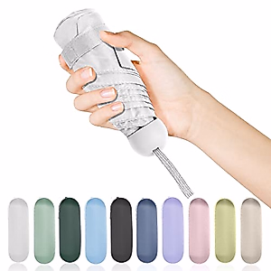 Cloudia Small Mini Umbrella with Case Compact Design for Travel Lightweight Portable Outdoor Sun and Rain Umbrellas (White)