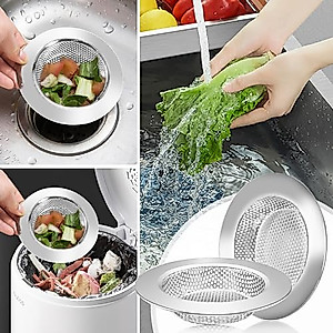 4PCS Kitchen Sink Strainer Sink Stopper, Universal Sink Strainer Stopper Kit, Silicone Drain Plug Cover, 4.5 Inch Stainless Steel Sink Drain Strainer, Food Catcher for Kitchen (Strainers & Stoppers)