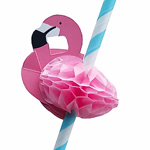 50 Pieces Flamingo Pineapple Straws Flamingo Paper Straw Decorations Disposable Drinking Straws Honeycomb Cocktail Straws for Pool Hawaiian Luau Party Table Decor Birthday Wedding Tableware Supplies