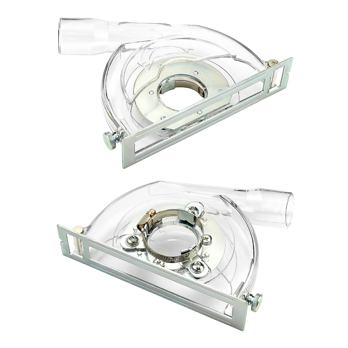 QWORK Cutting Dust Shroud for Angle Grinder 4-1/2" to 5", Transparent Cutting Dust Shroud Grinding Cover, Angle Grinder Dust Collection Attachment