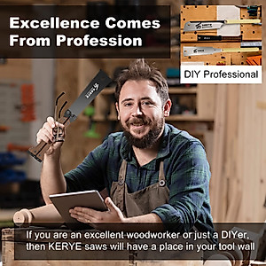 KERYE Hand Saw Tools, 5.5 Inch Mini Pocket Folding Saw, SK5 Blade Wood Saw for Woodworking, 13/14 TPI Double Edges Pull Saw, Flush Cut Saw for Wet/Dry Wood, Christmas Gifts for Men- KY03