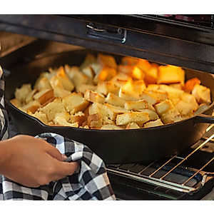 Bayou Classic 7439 16-in Cast Iron Double-Handled Skillet w/Pour Spouts Features Large Loop Handles Perfect For Breakfast Roast Pan Frying Sautéing and Baking