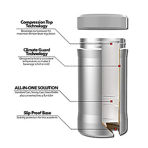 Grill Rescue​ Insulated Can Holder – Vacuum-Sealed Stainless Steel – Beer Bottle Insulator for Cold Beverages – Thermos Beer Cooler ​Suited for Any Size​ Drink - One Size Fits All (Matte Blue)