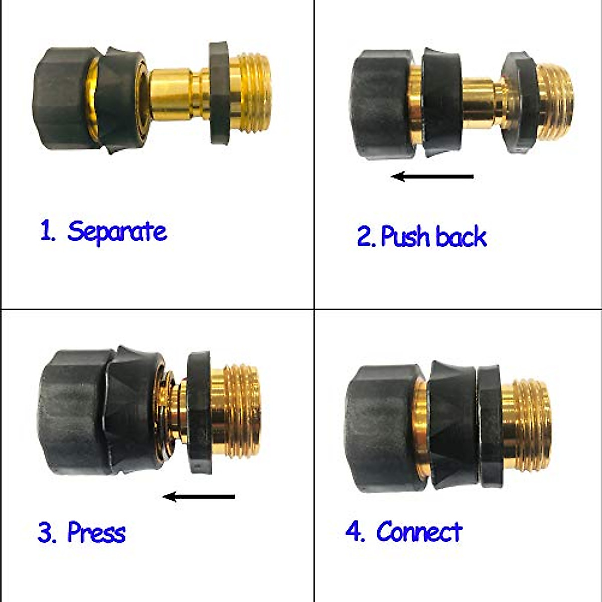 HQMPC Garden Hose Quick Connect 3/4 Inch Hose Quick Connect Water Hose Quick Connect Fittings Male and Female 3/4" GHT 4 SETS