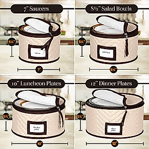 China Storage Containers 5-Piece Set Moving Boxes for Dinnerware, Glasses, Plates, Mugs and Saucers Sturdy Quilted Microfiber Dish Organizer with Dividers for Seasonal Storage - Service for 12